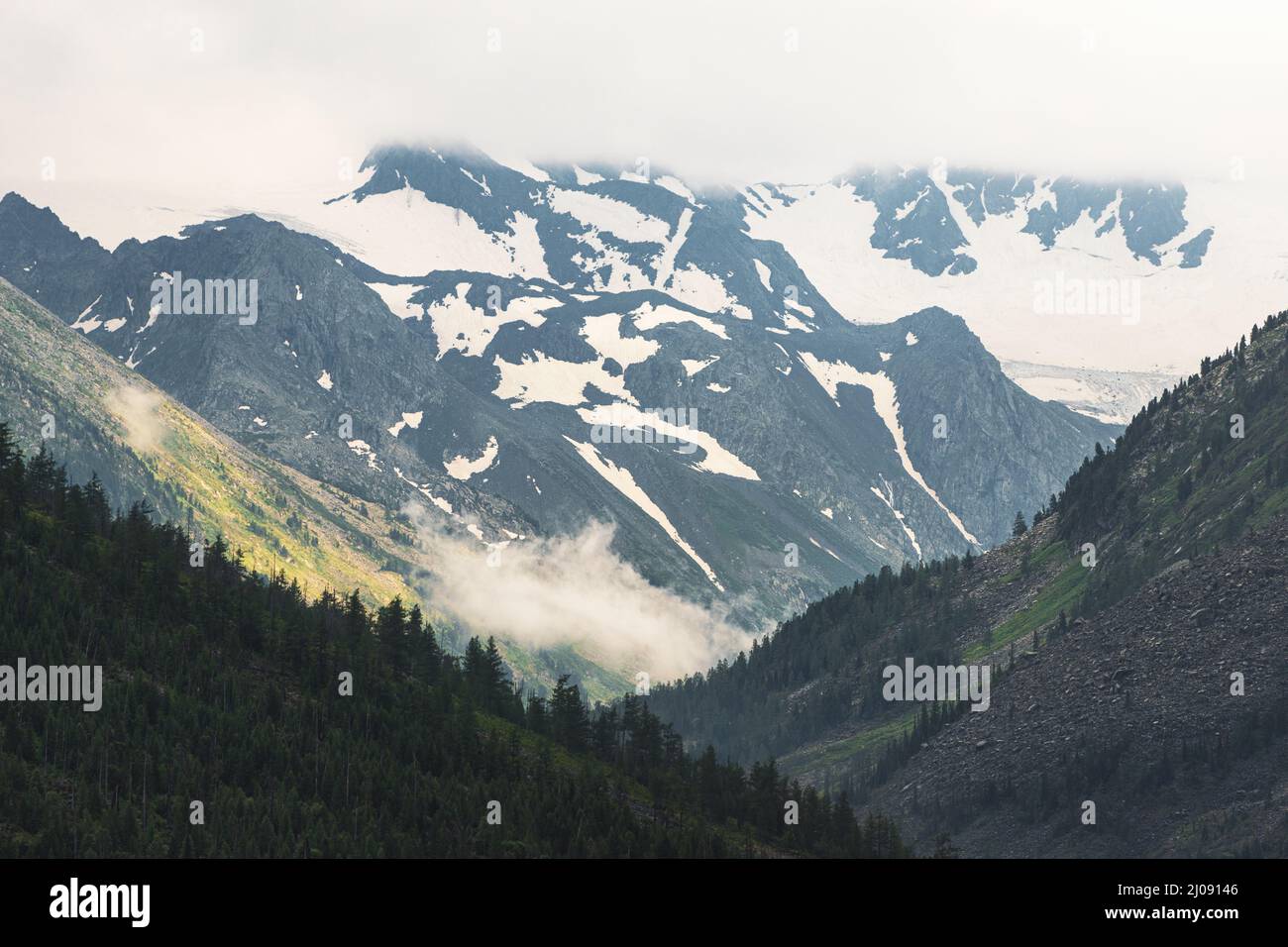 An inspiring landscape with hillsides in the valley and distant ...