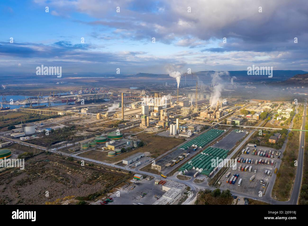 Amazing aerial view of an industrial zone Stock Photo - Alamy