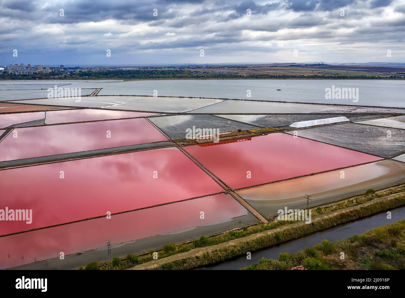 Aerial view above salt pond hi-res stock photography and images - Alamy
