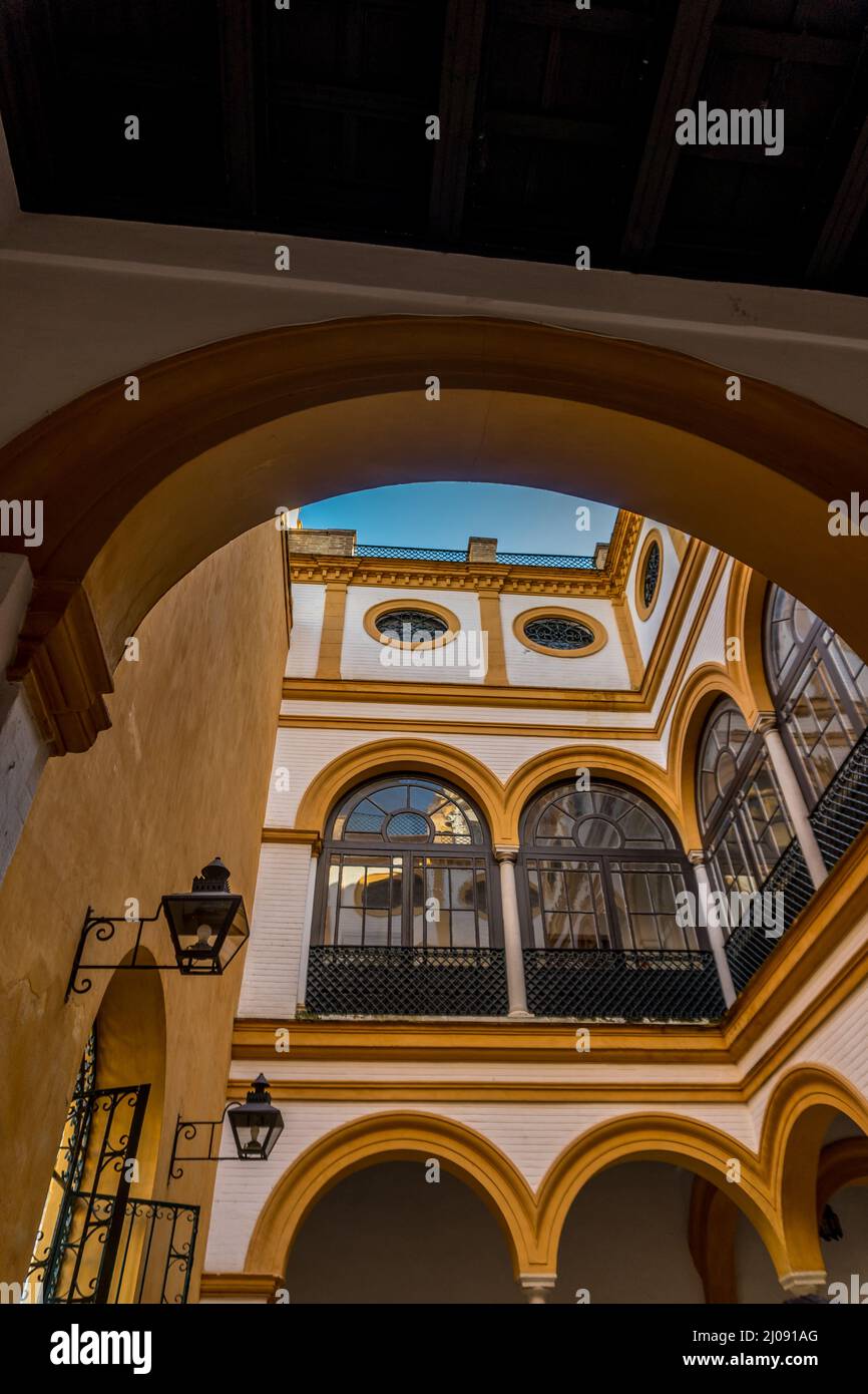 Low angle shot of the inside of Beautiful monument The Alcazar from ...