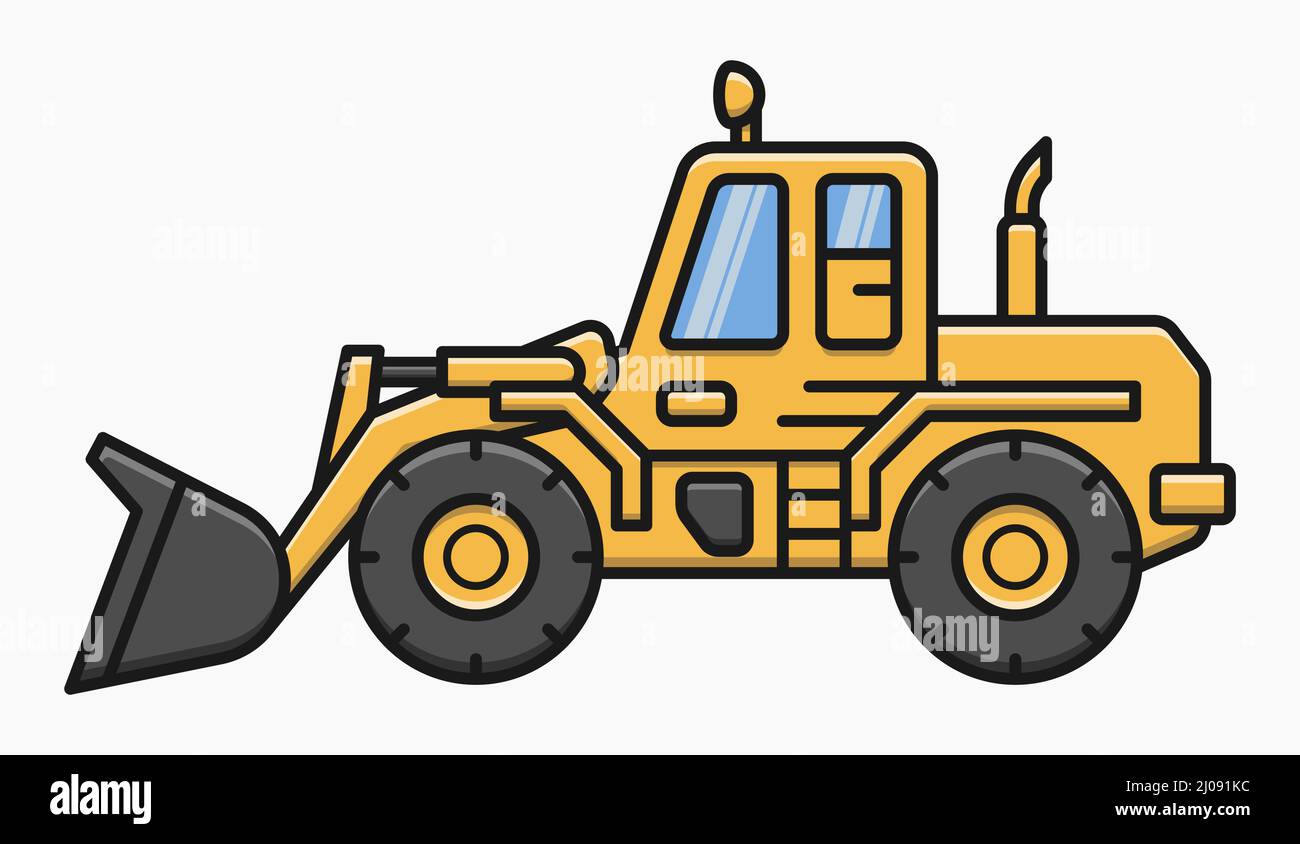 front loader construction machine vector flat illustration Stock Vector ...