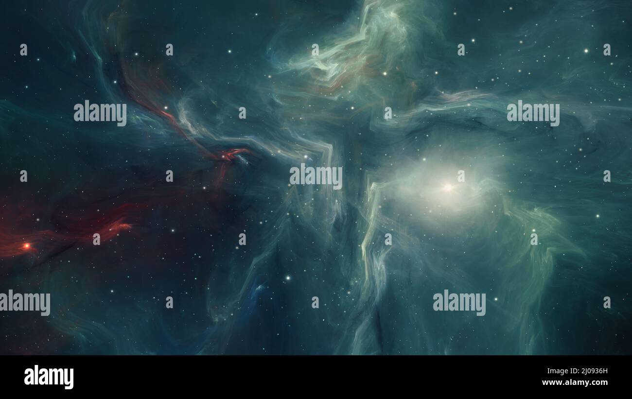 Space background. Colorful fractal nebula with star field. Digital painting, illustration Stock ...