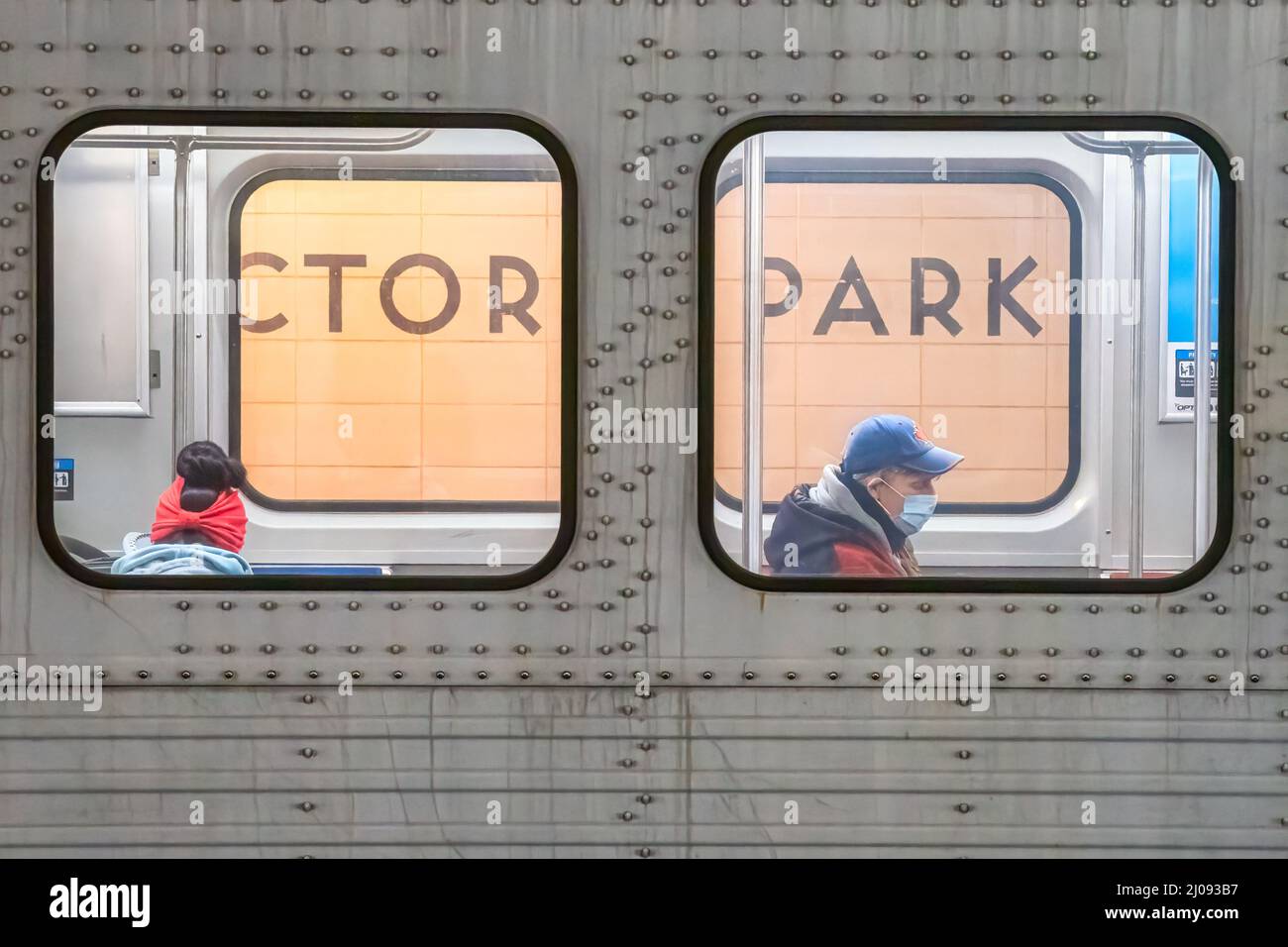 Passengers inside an old TTC subway train during the Coronavirus ...