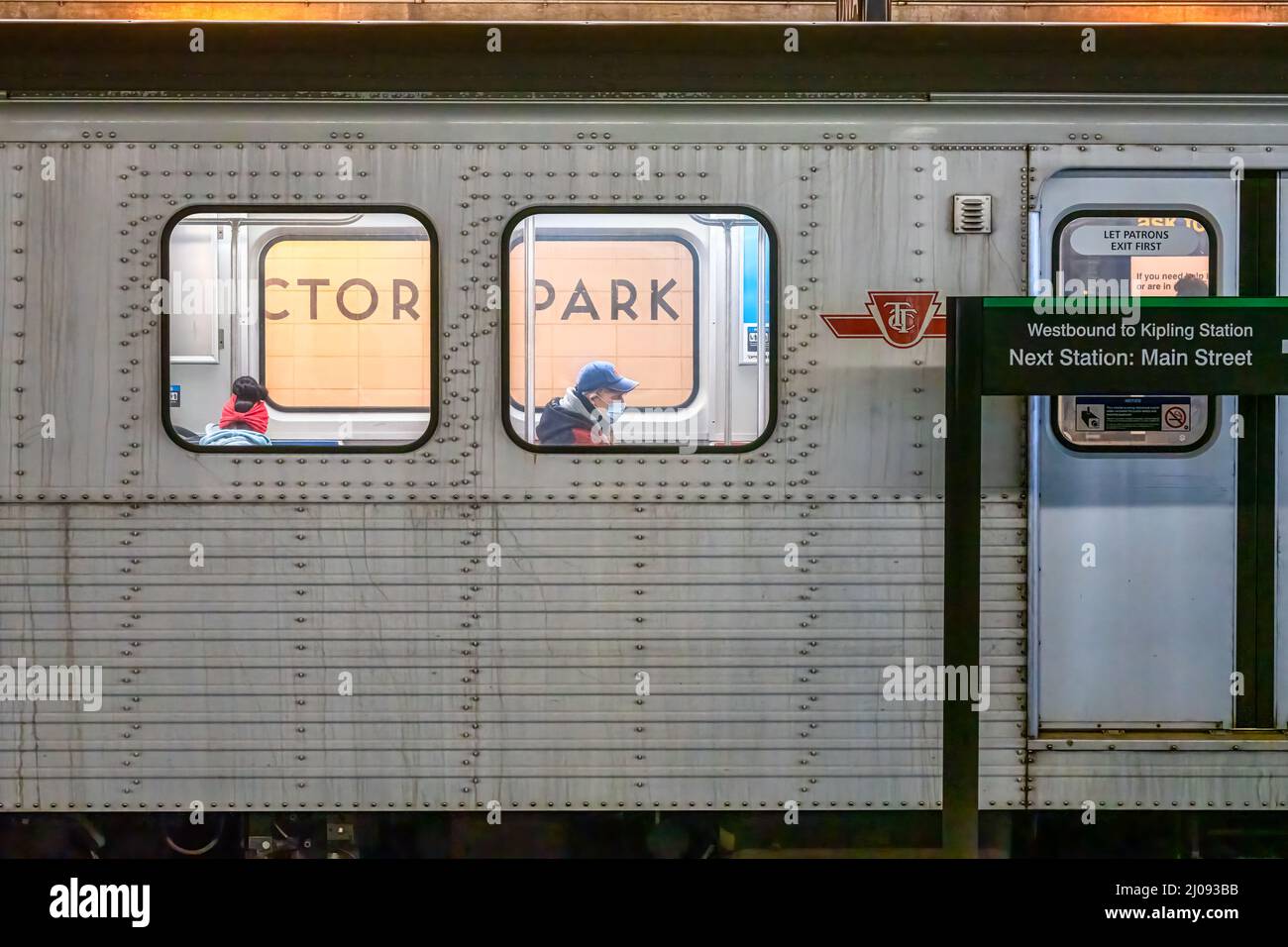 Passengers inside an old TTC subway train during the Coronavirus ...