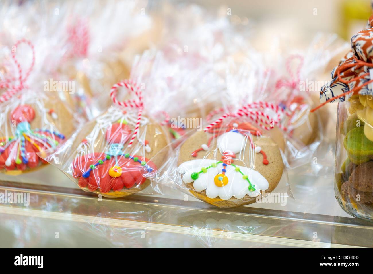 Festive gingerbread in transparent packaging Stock Photo - Alamy
