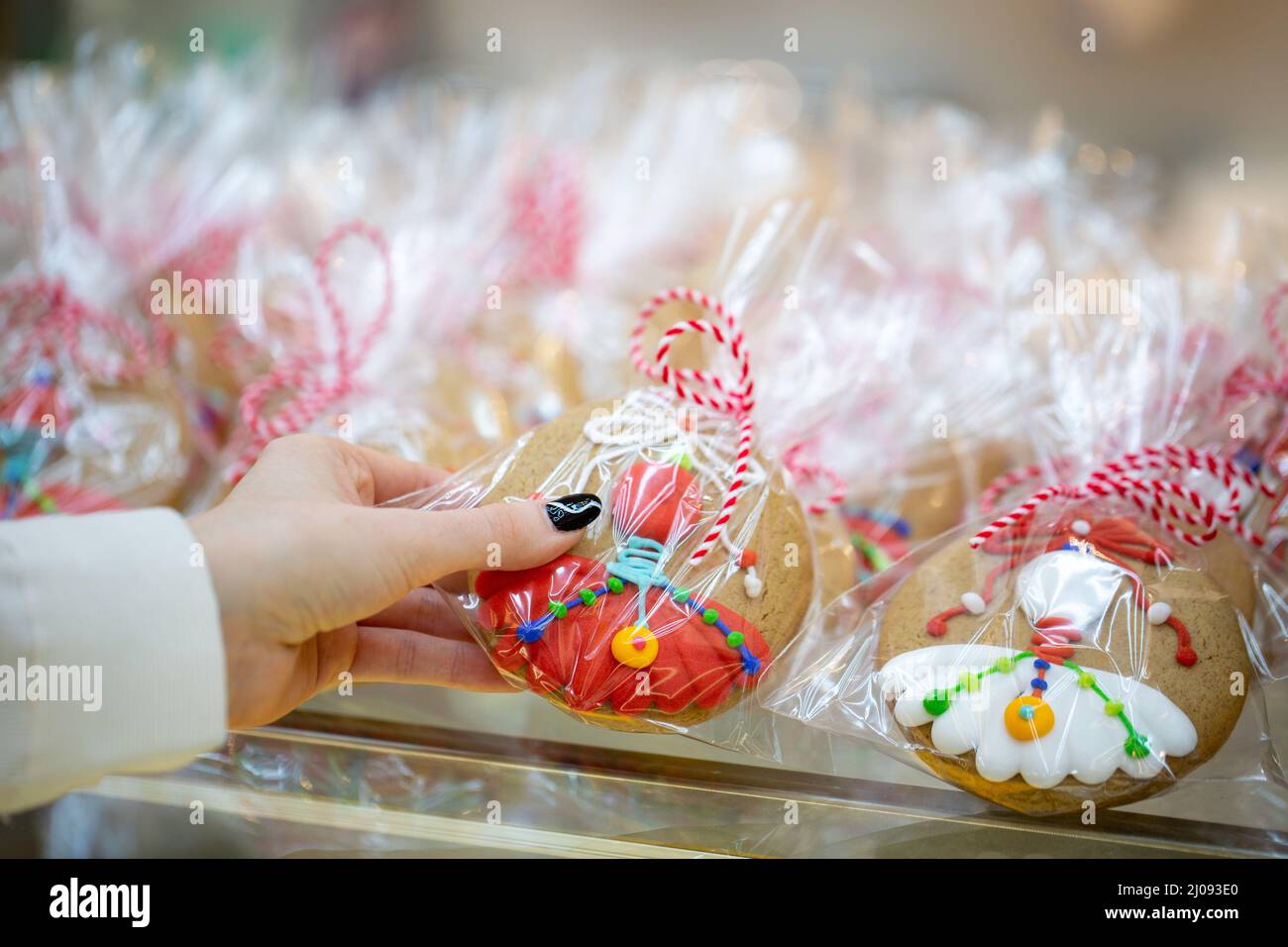 Festive gingerbread in transparent packaging Stock Photo - Alamy