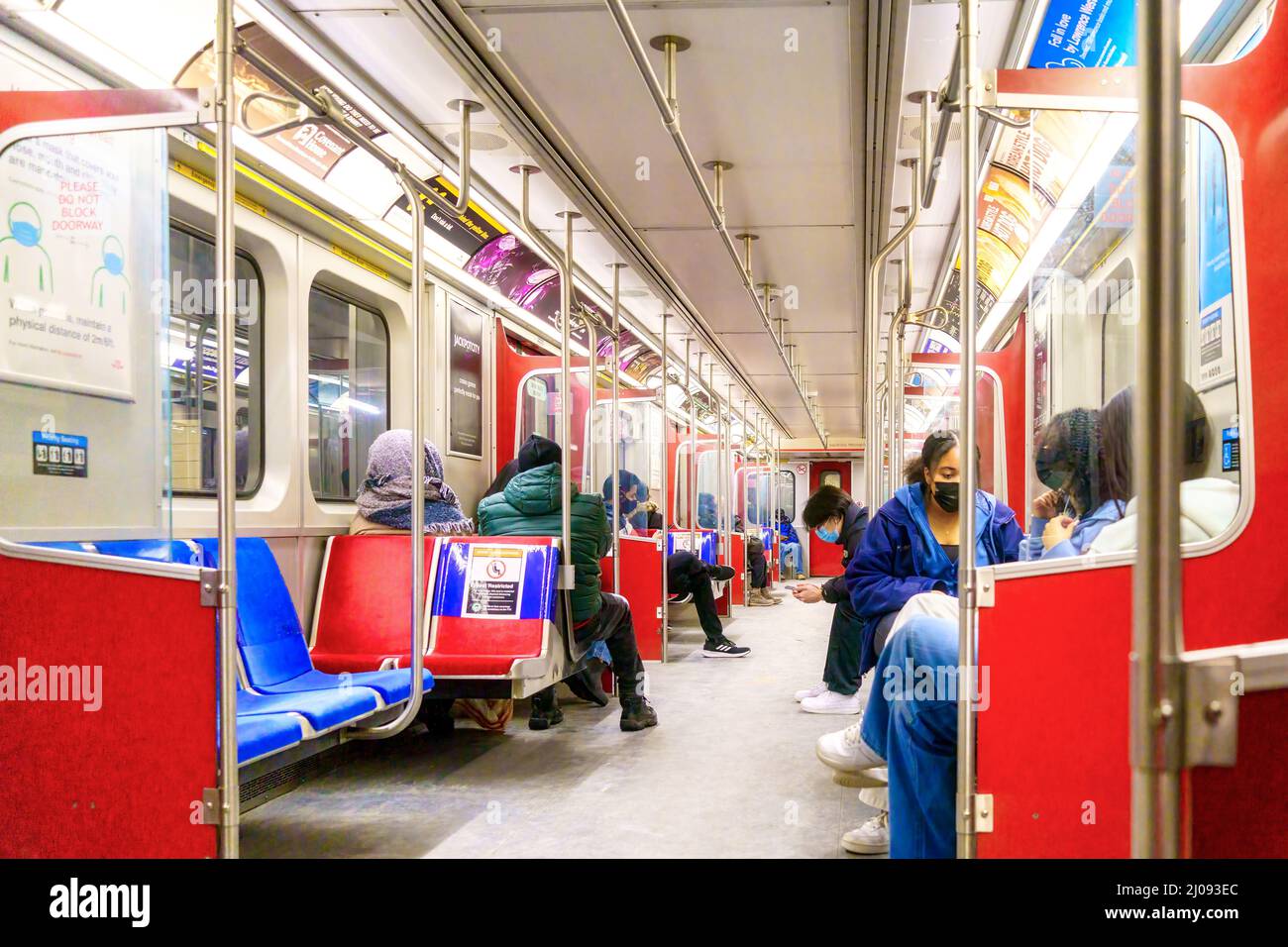 Inside a car of an old TTC subway train during the Coronavirus pandemic ...