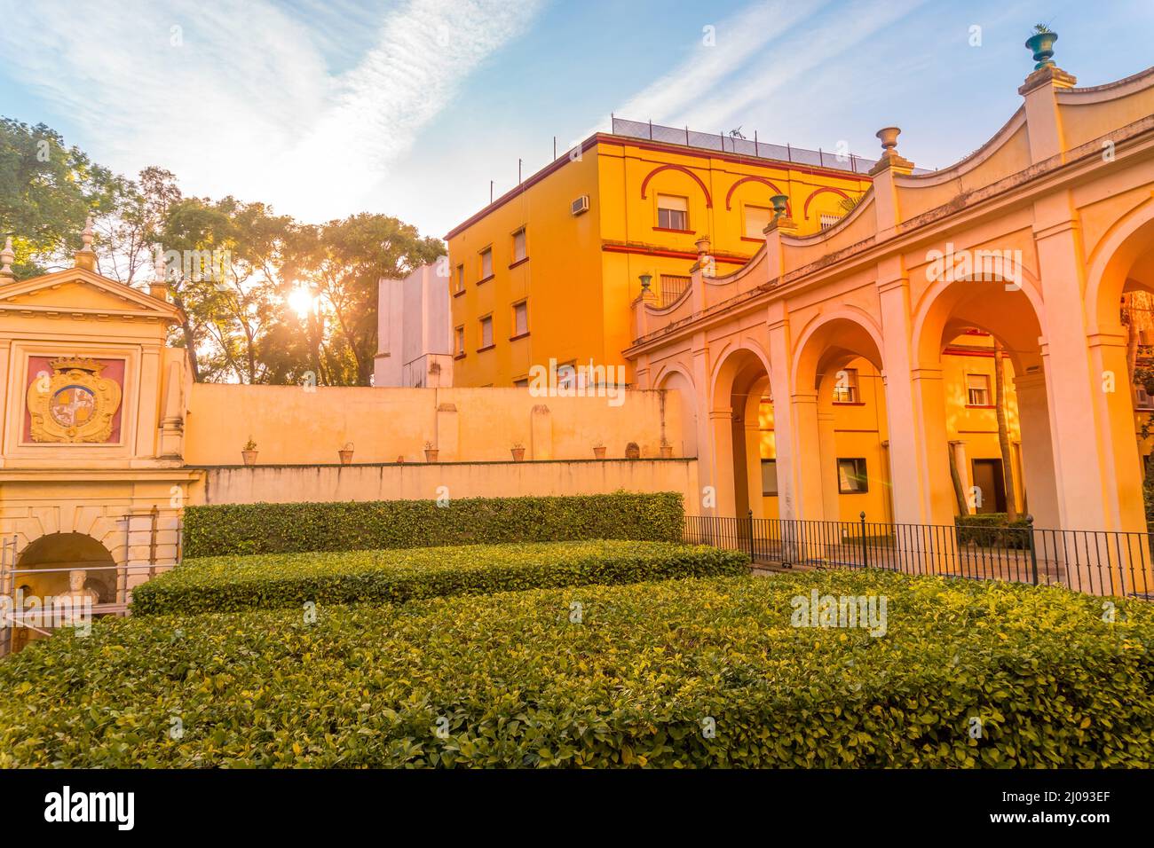 Shot of the garden backyard in Alcazar building Stock Photo - Alamy