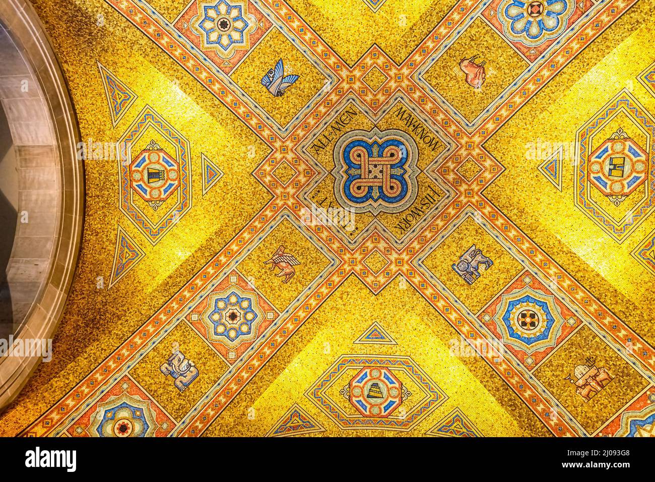 Mosaic ceiling in The Rotunda which is the ceremonial entrance hall in ...