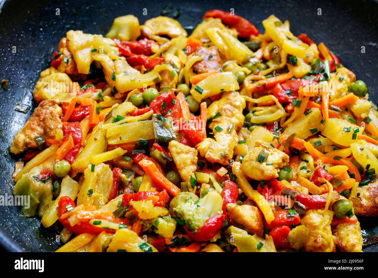 Thai dinner with chicken and vegetables. Traditional dish Stock Photo ...