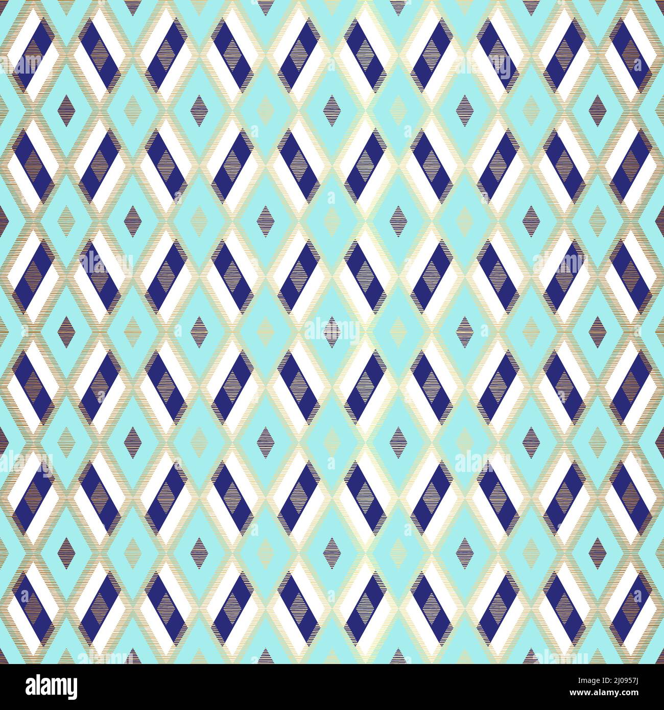 Elegant Blue Seamless Pattern Vector with Geometric Rhombus Shapes and ...
