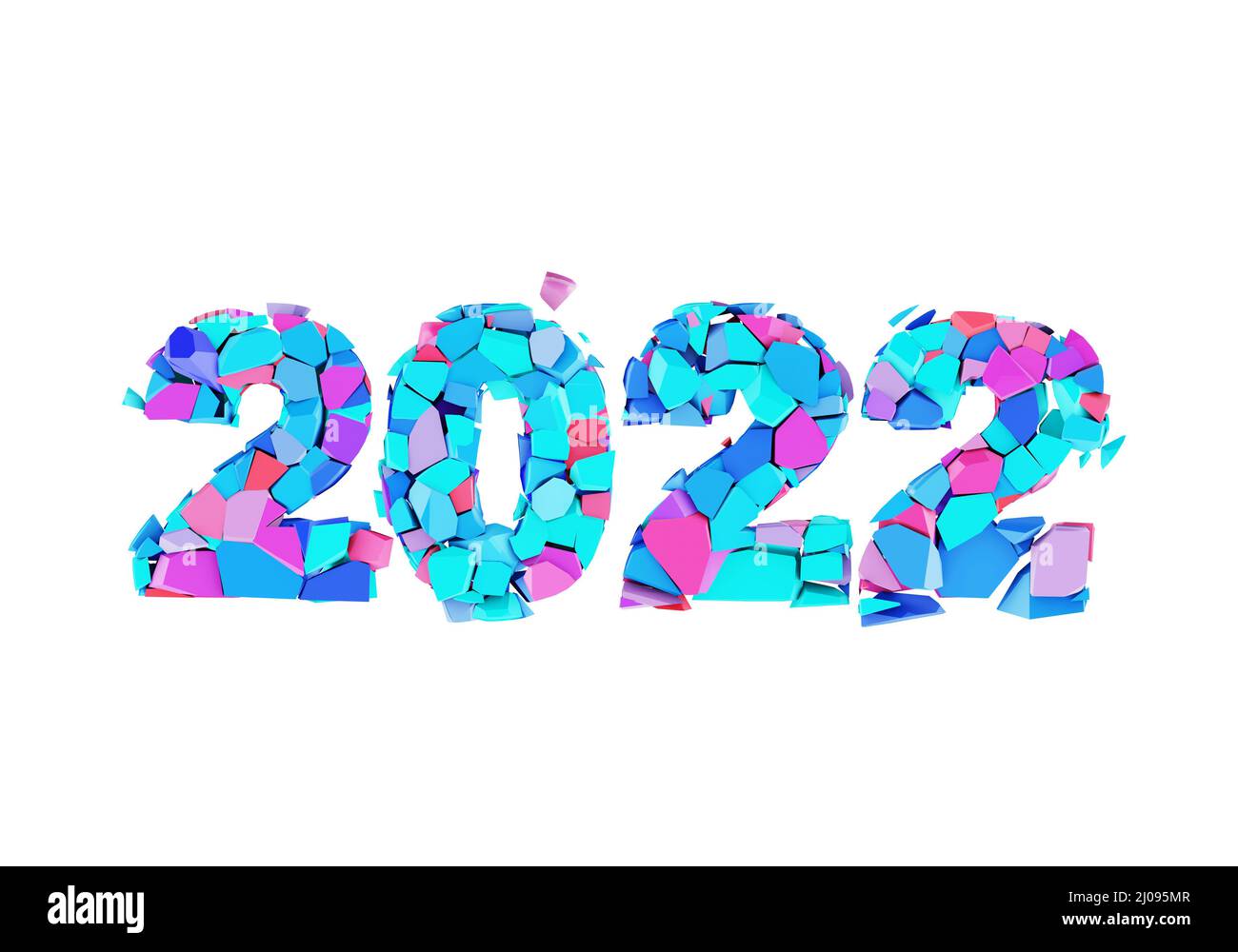 Broken 2022 year isolated on white background. The number 2022 is ...