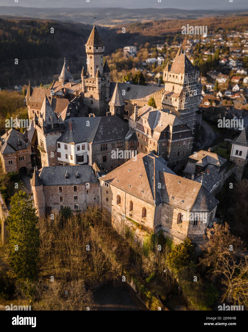 Aerial view of a beautiful castle in a daylight Stock Photo - Alamy