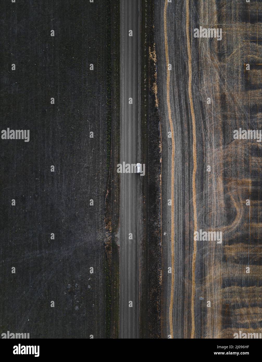 Top view of a car driving on a road Stock Photo - Alamy