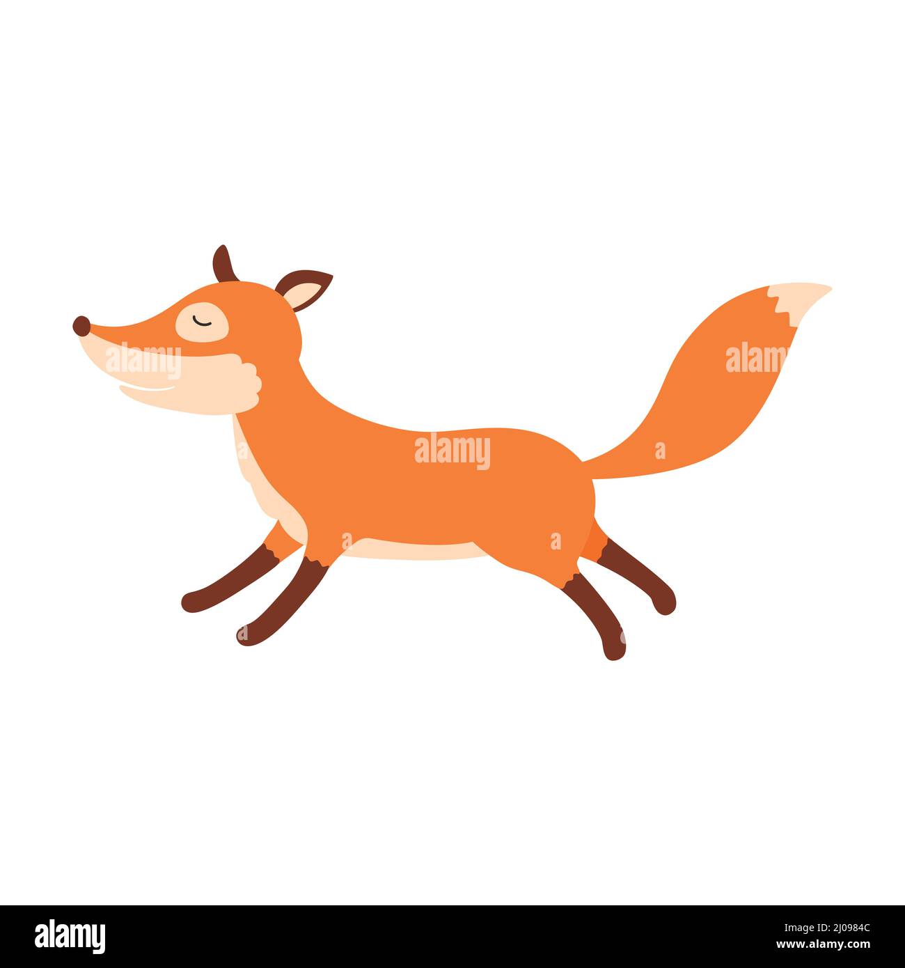 Illustration cute running fox. Vector illustration isolated Stock ...