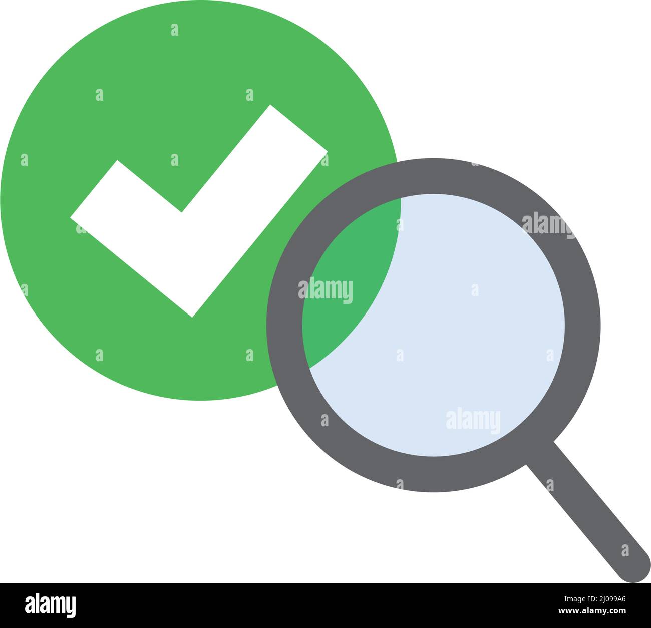 Inspection and confirmation. Magnifying glasses and check marks ...