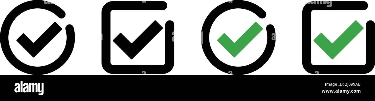 A set of checkmark icons. Consent and agreement. Editable vectors Stock ...