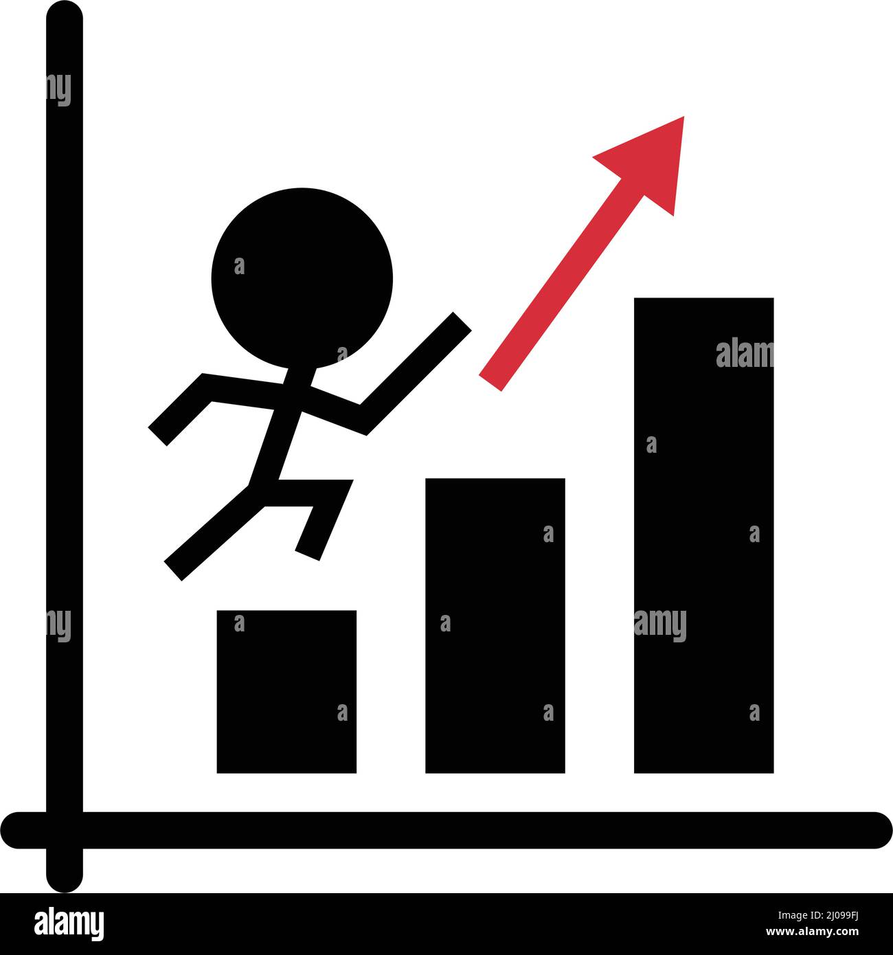 Pictogram of the person who ascends the ascending arrow and the bar ...
