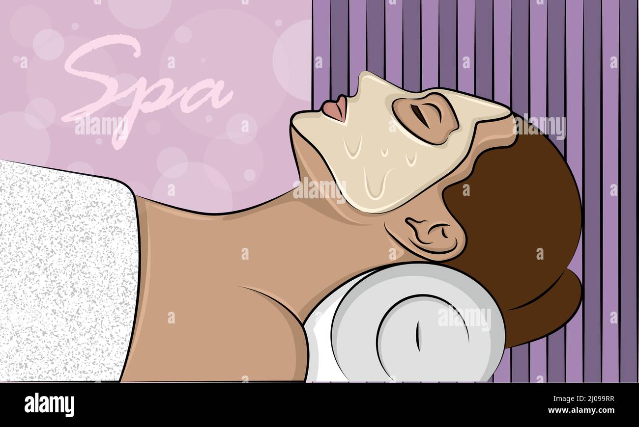 Woman relaxing with a spa facial mask Vector Stock Vector Image & Art ...