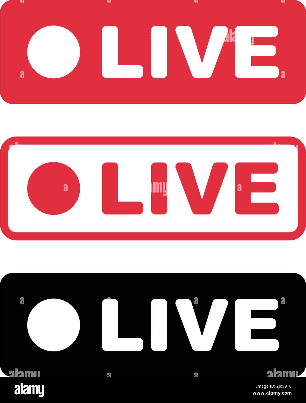 A set of logo icons for live streaming. Live TV and social media ...