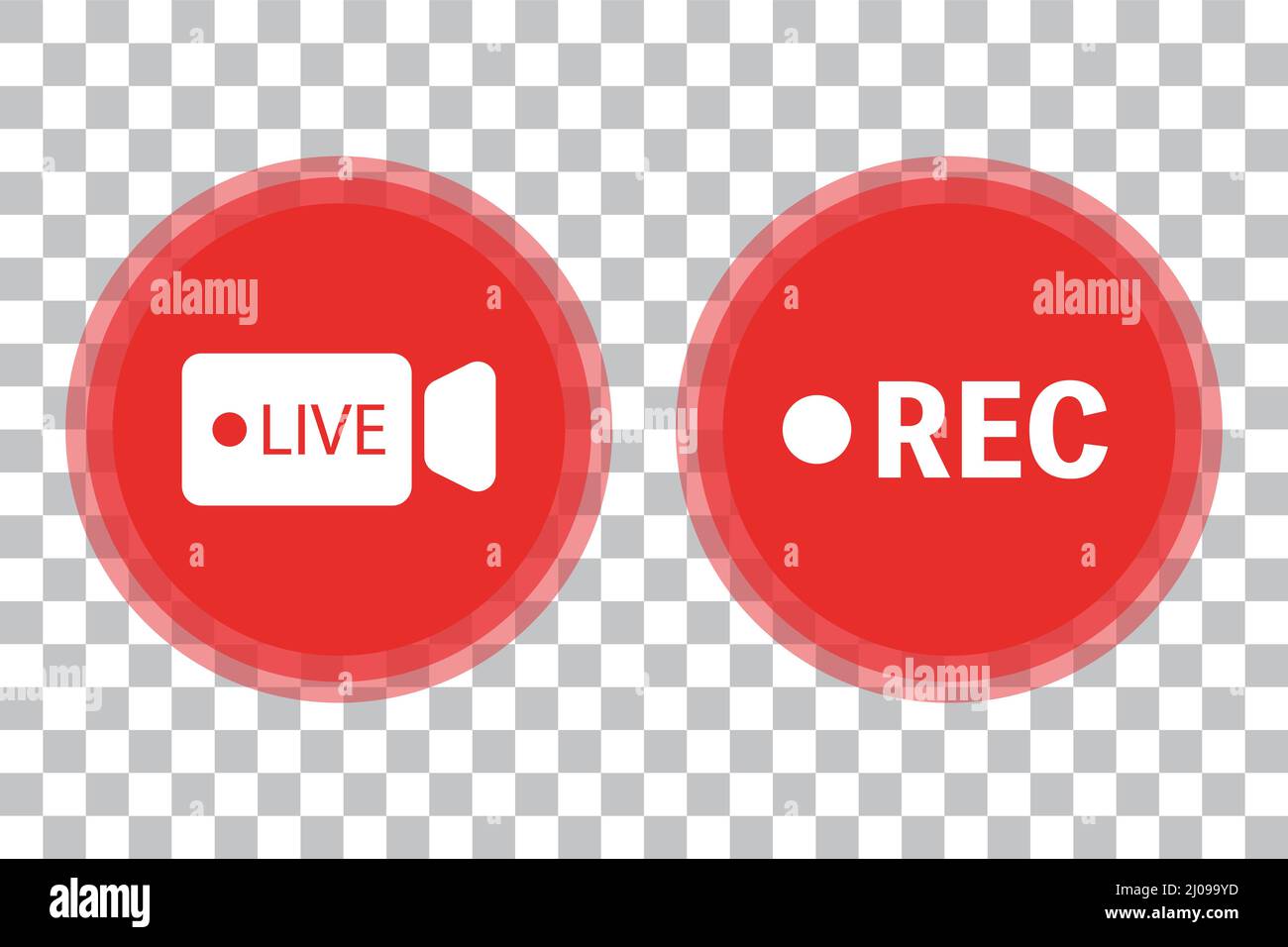 Live camera icons and recording icons isolated on transparent ...
