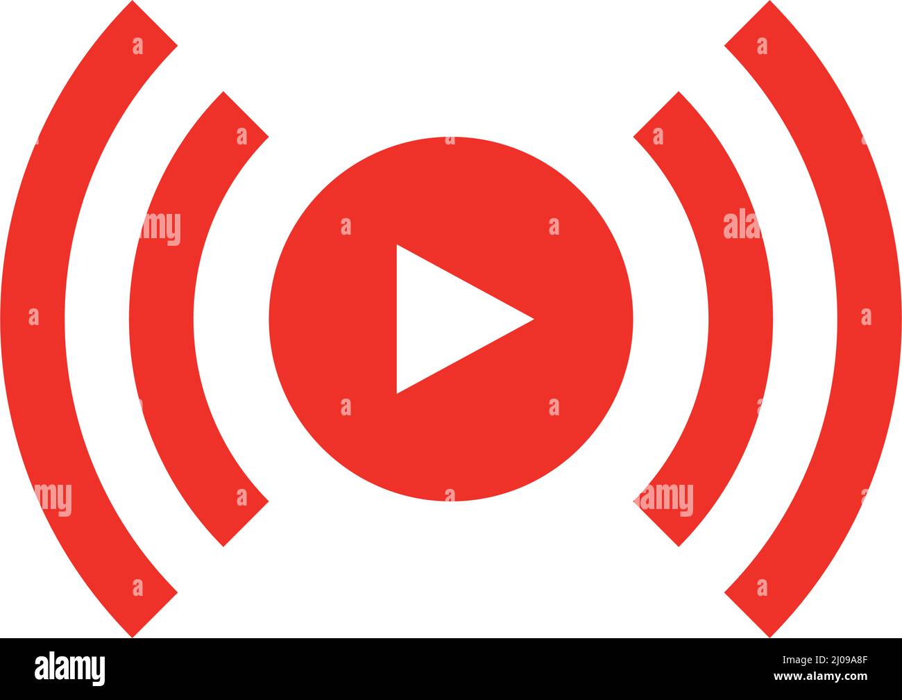 Live Streaming Icon Play Button And Broadcast Signal Editable Vector Stock Vector Image And Art