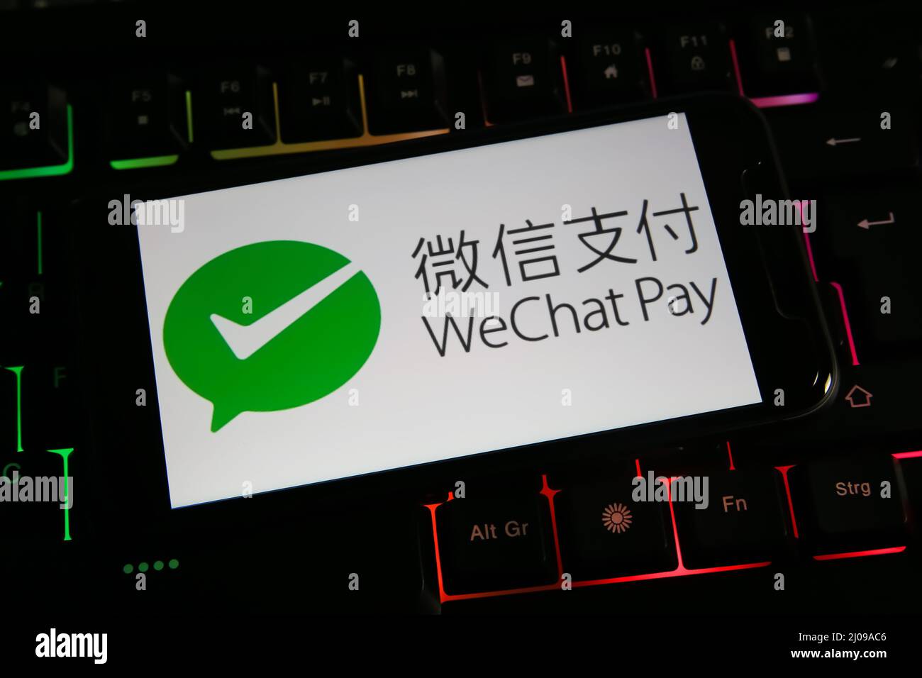 Viersen, Germany - March 9. 2022: Closeup of mobile phone screen with ...