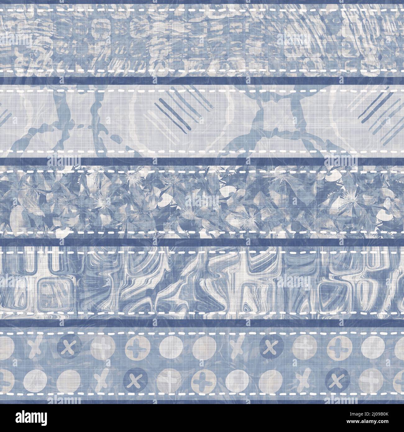 Shabby chic french grey blue linen patchwork stripe. Grunge washed out ...