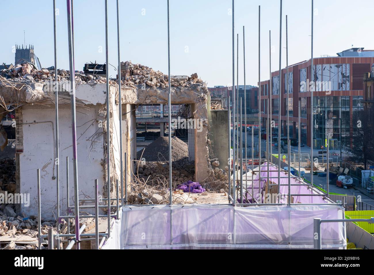 Demolition of the old Broadmarsh Shopping Centre in Nottingham City ...
