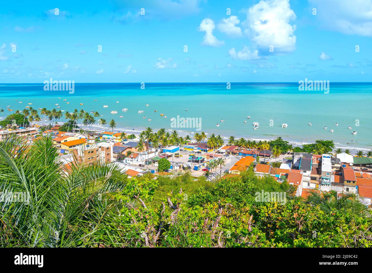Aerial view of Maragogi, AL, Brazil. Landscape of the city and the ...