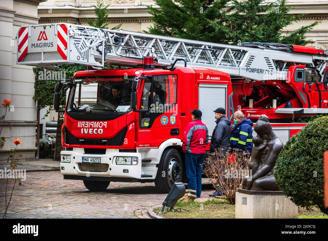Romanian Firefighting emergency fireman (Pompierii) in Bucharest ...