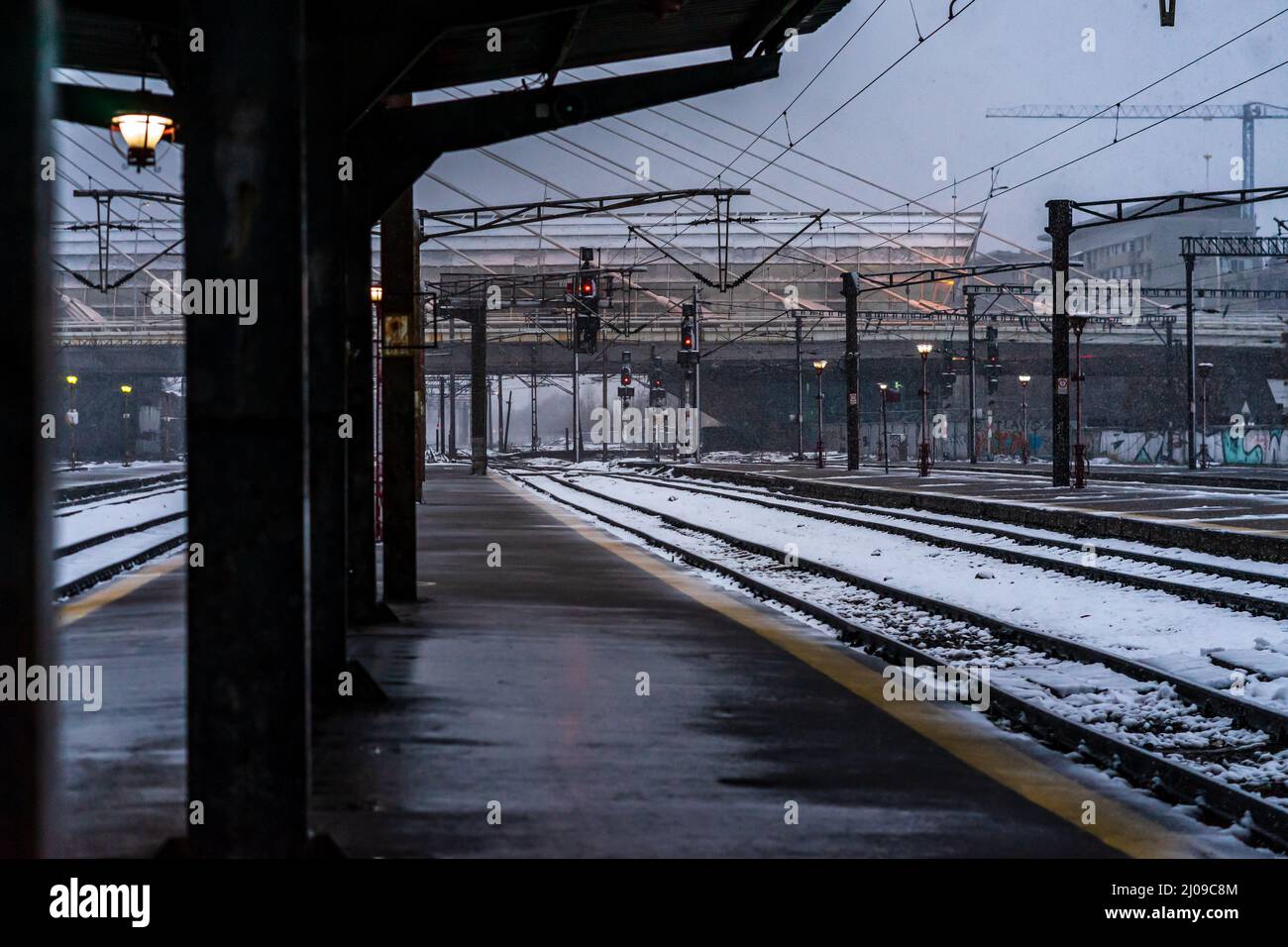 Northern Railway Station (Gara de Nord) during a cold and snowy day in ...
