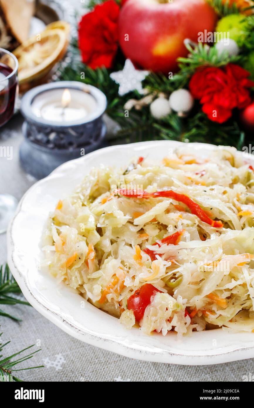 Christmas cabbage salad. Traditional dish Stock Photo - Alamy
