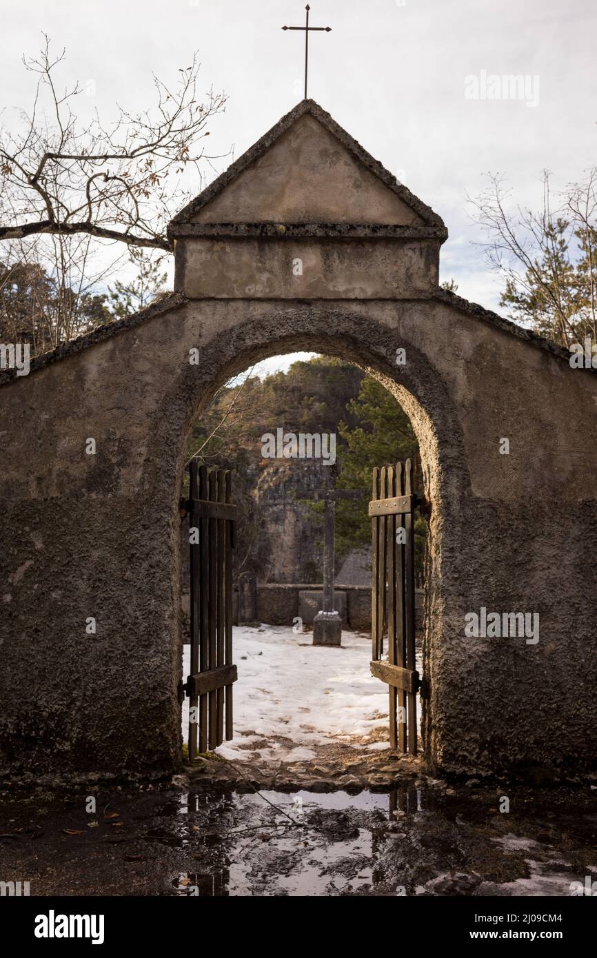 Entrance with iron gates leading to the Sanctuary of San Romedio Stock ...
