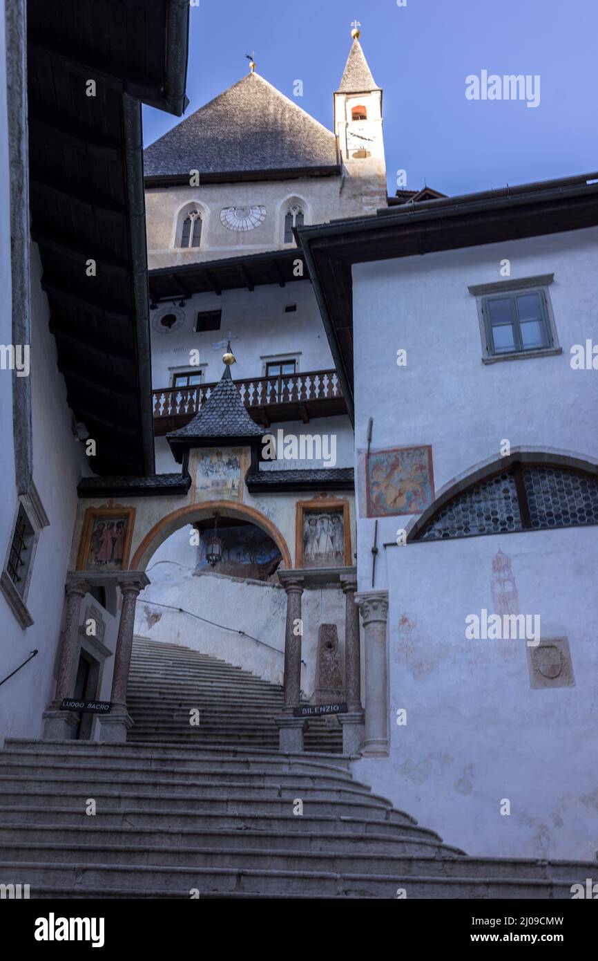 Stairs leading to the Sanctuary of San Romedio against a blue sky Stock ...