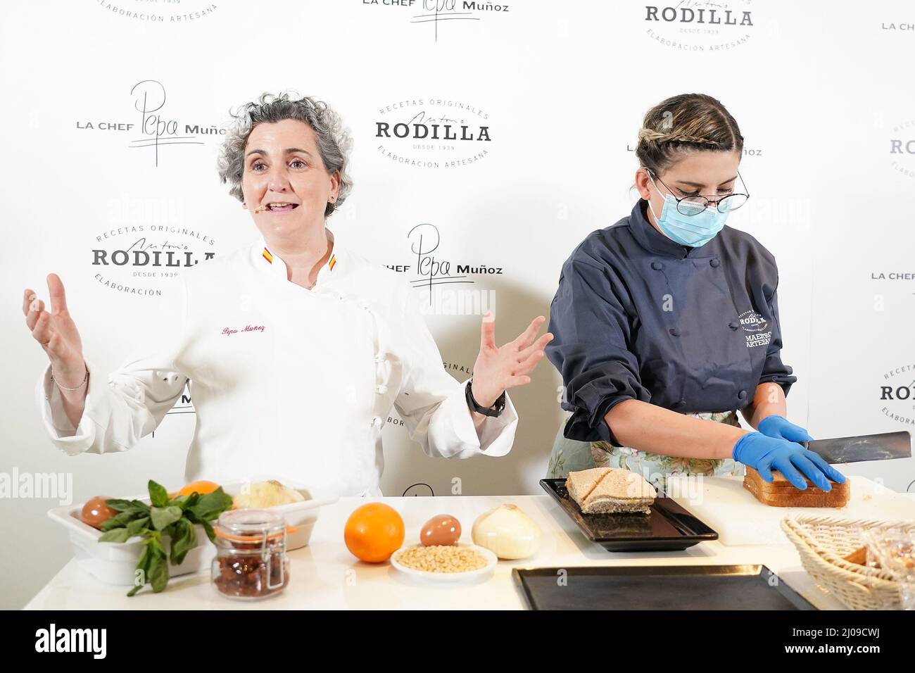 Spanish chef Pepa Muñoz performs a show-cooking at Rodilla Callao store ...