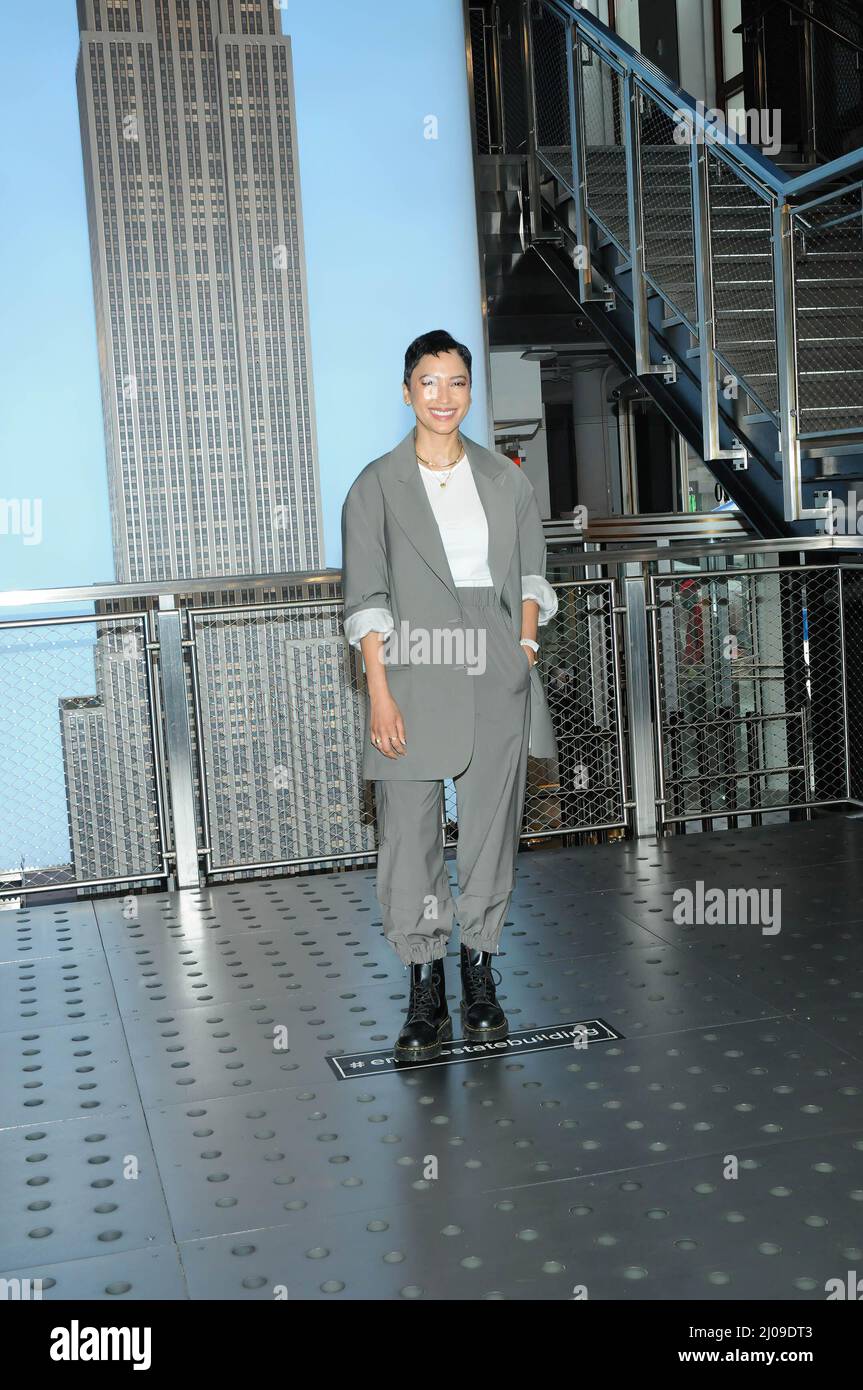 New York, USA. 17th Mar, 2022. Andy Allo visits the Empire State ...