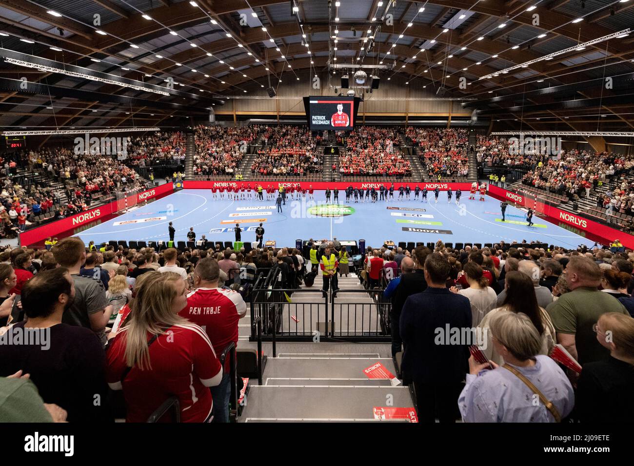 Aalborg, Denmark. 17th Mar, 2022. The Gigantium arena is ready for the ...