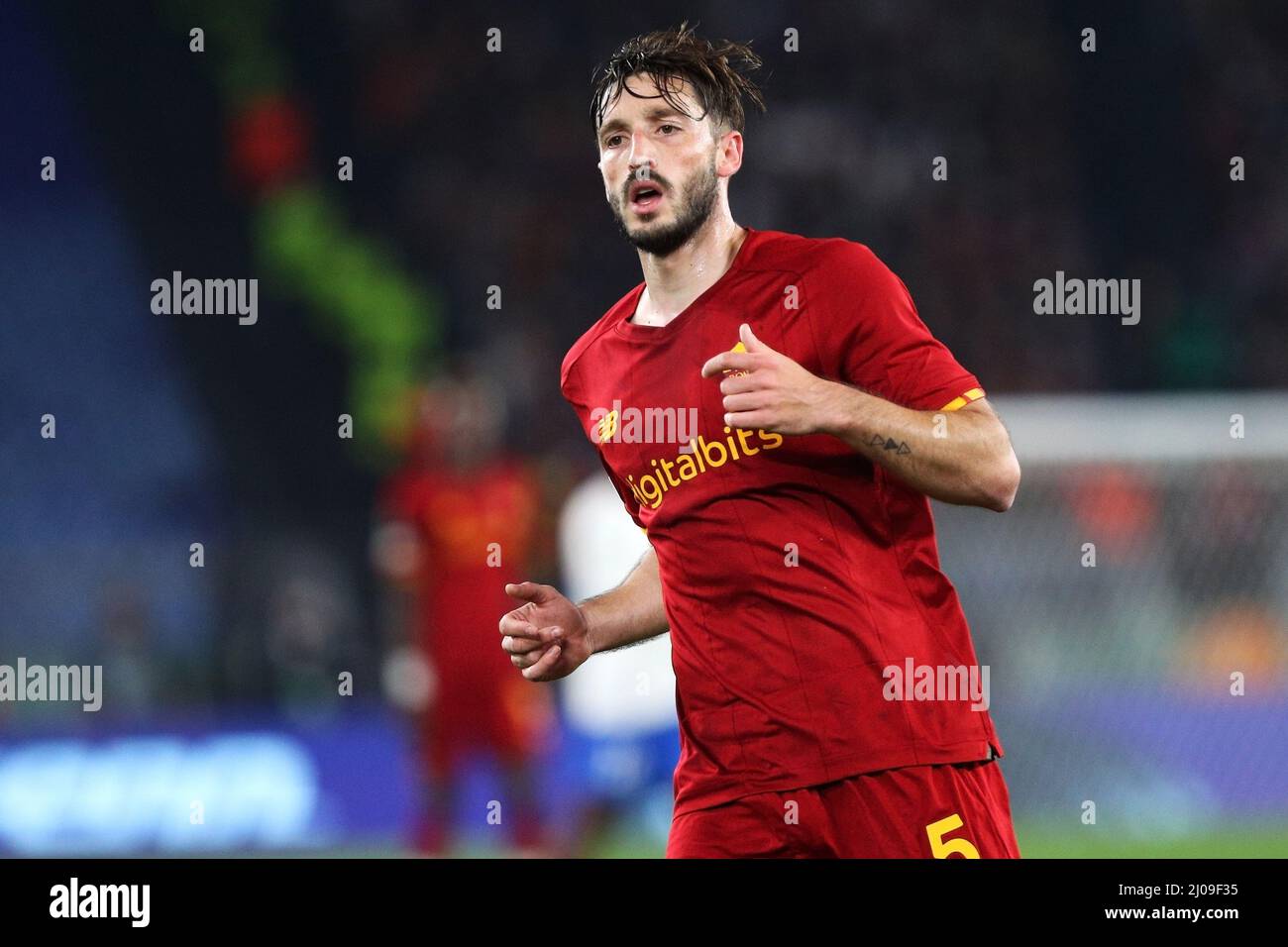 Rome, Italy. 17th Mar, 2022. Matias Vina of Roma reacts during the UEFA ...