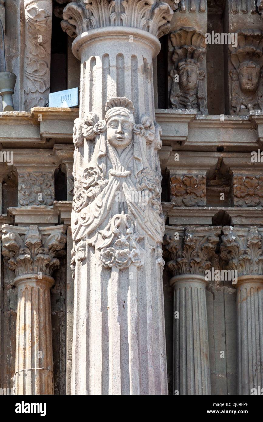 Vertical shot of inside the cathedral of Lima with sculptures in Peru ...