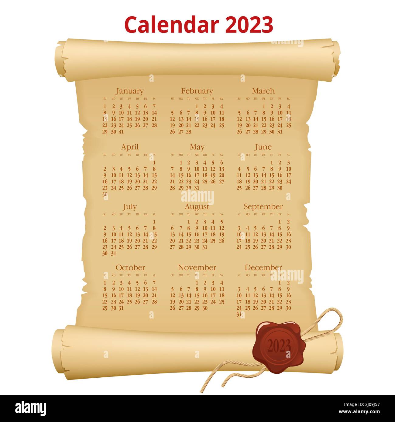 Calendar Planner for 2023 on old paper. Calendar template for 2023 ...