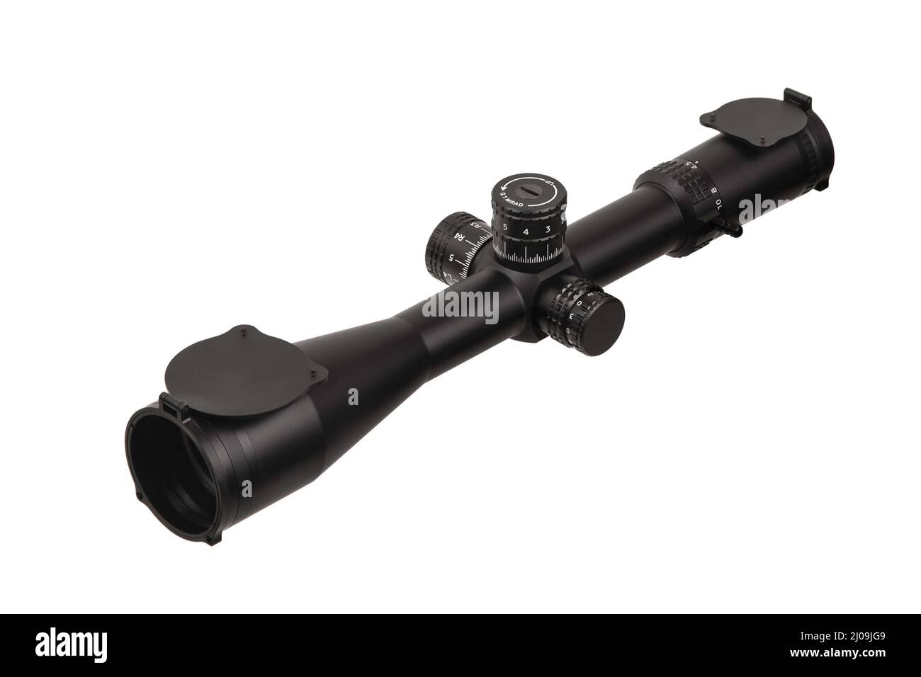 Modern black optical sight. Optical device for aiming at long distances ...