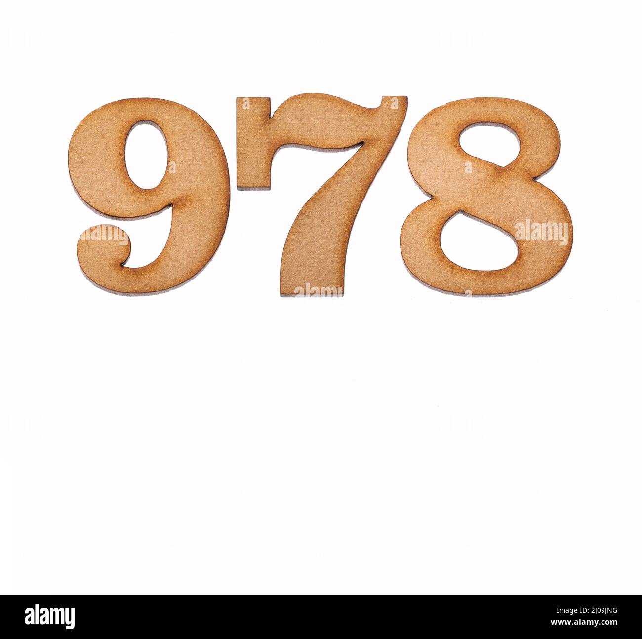 Number 978 - Piece of wood isolated on white background Stock Photo - Alamy
