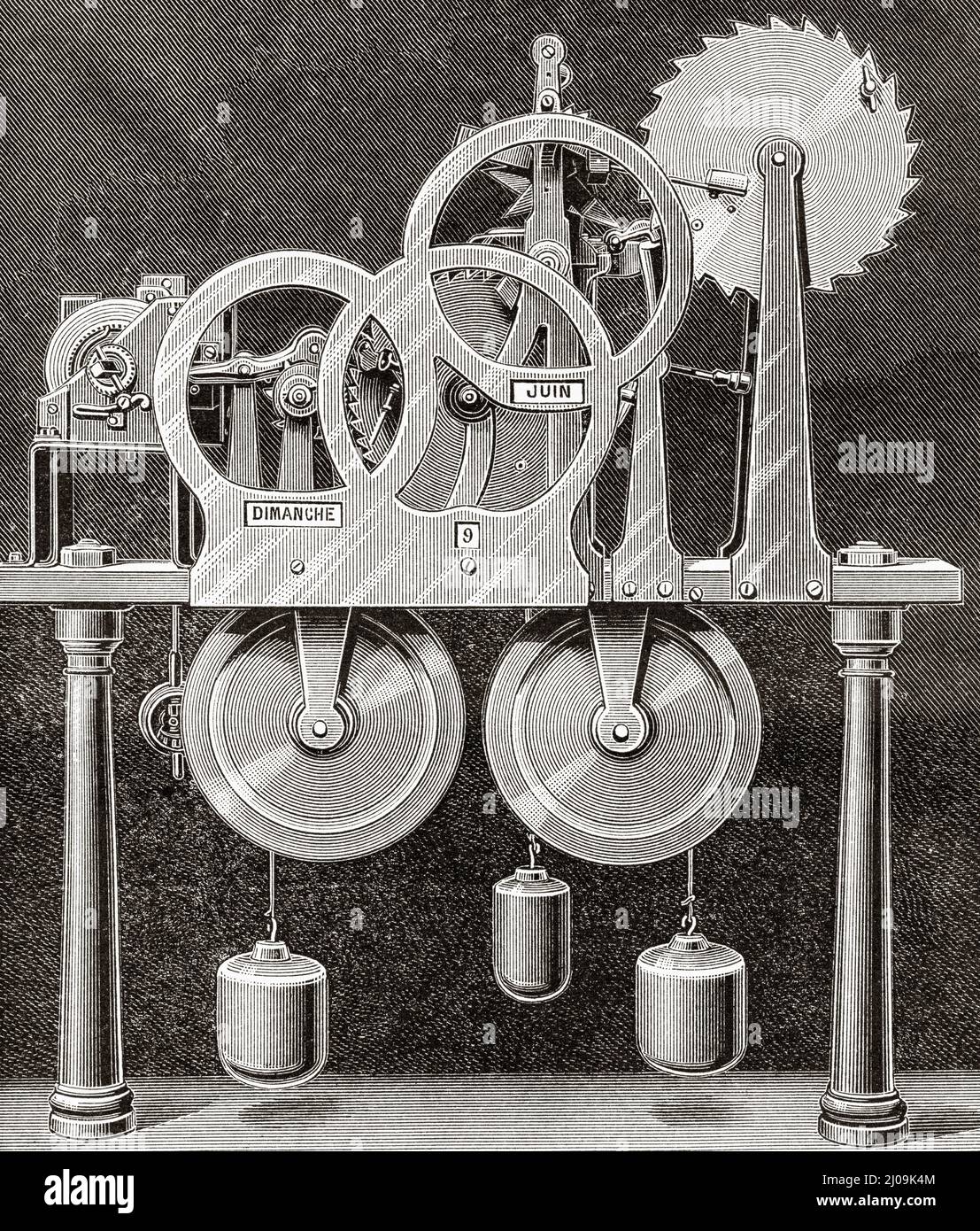 Perpetual calendar. Old 19th century engraved illustration from La ...
