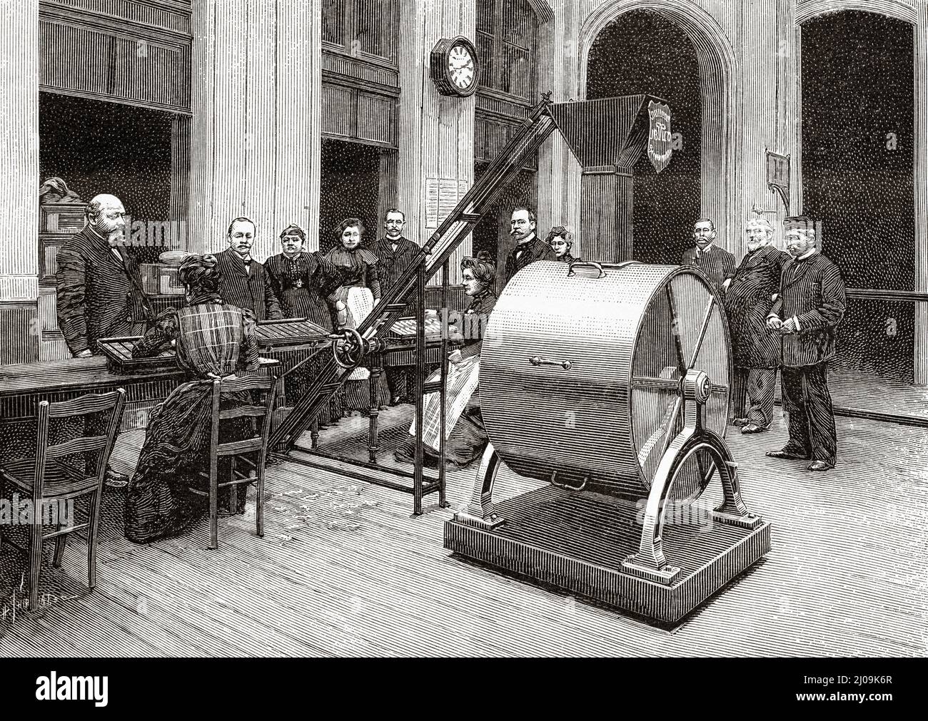 Lottery drawing room of the Credit Foncier de France in 1899, France ...