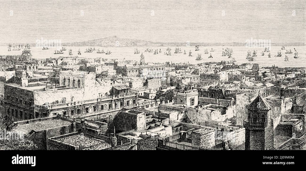 Old view of Montevideo, Uruguay. South America. Through the Pampas and ...