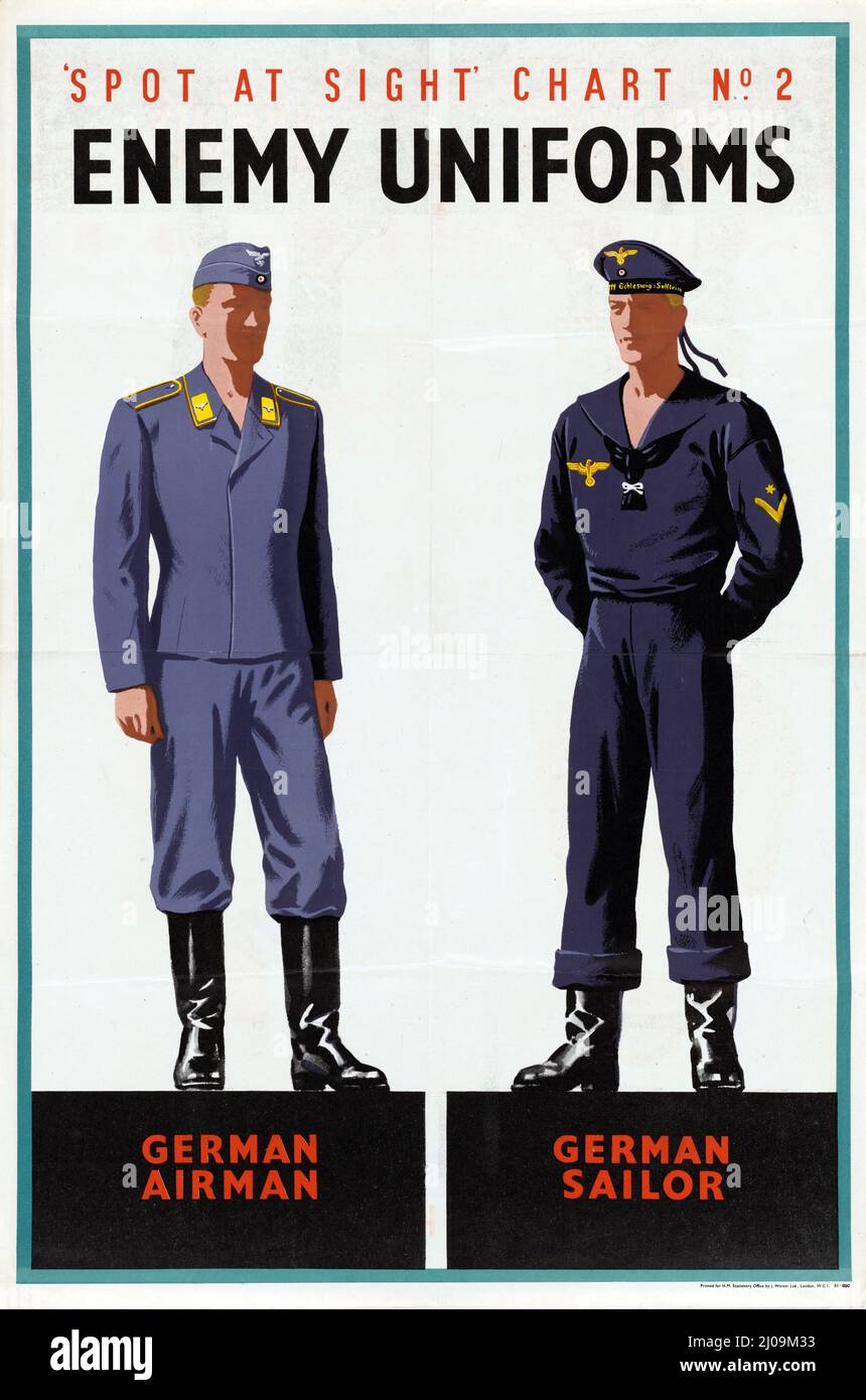 WWII Spot at Sight Chart -2 - Enemy Uniforms German Airman and German ...
