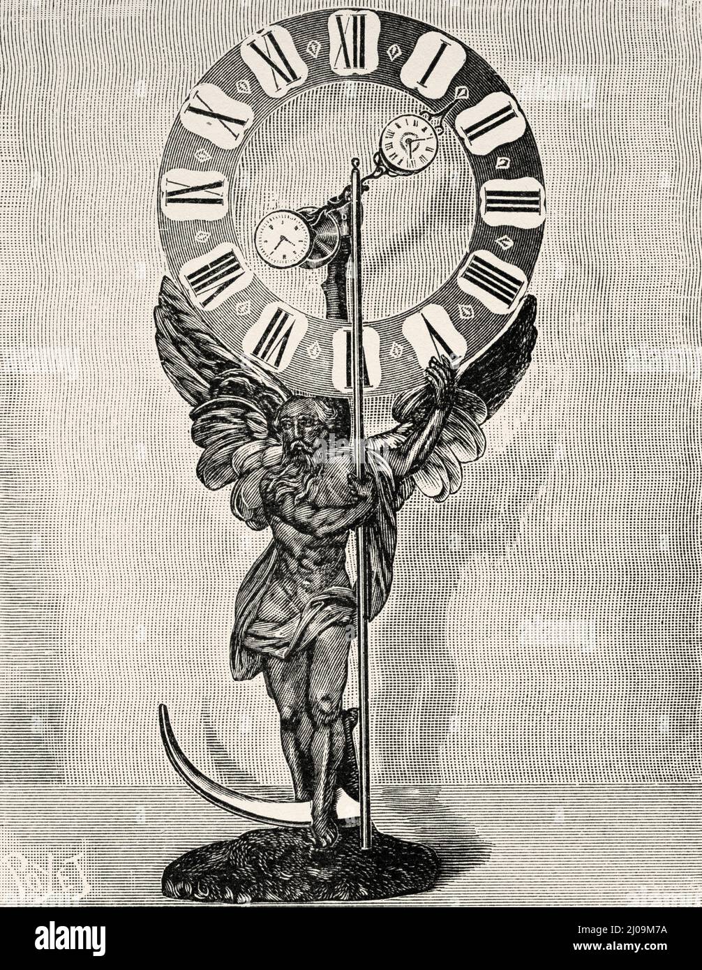 Mysterious clock. Eighteenth century mystery clock. Old 19th century ...