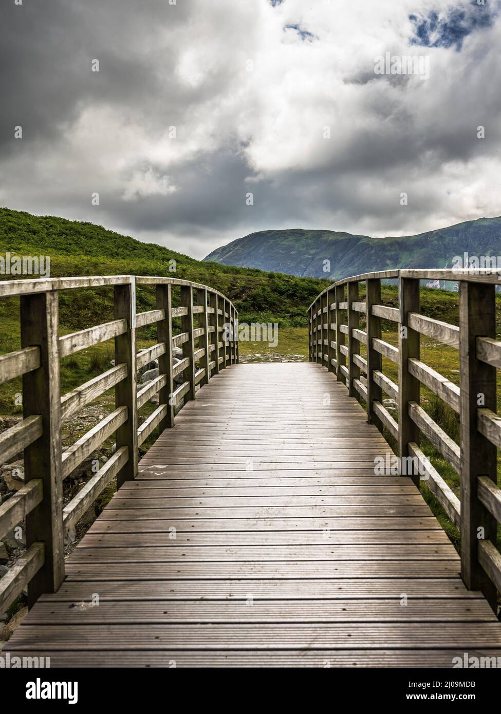 Footbridge in mountain over the creek Stock Photo - Alamy