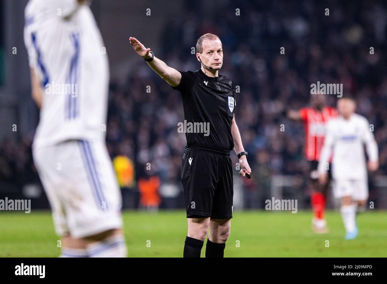 Copenhagen, Denmark. 17th Mar, 2022. Referee William Collum seen in ...